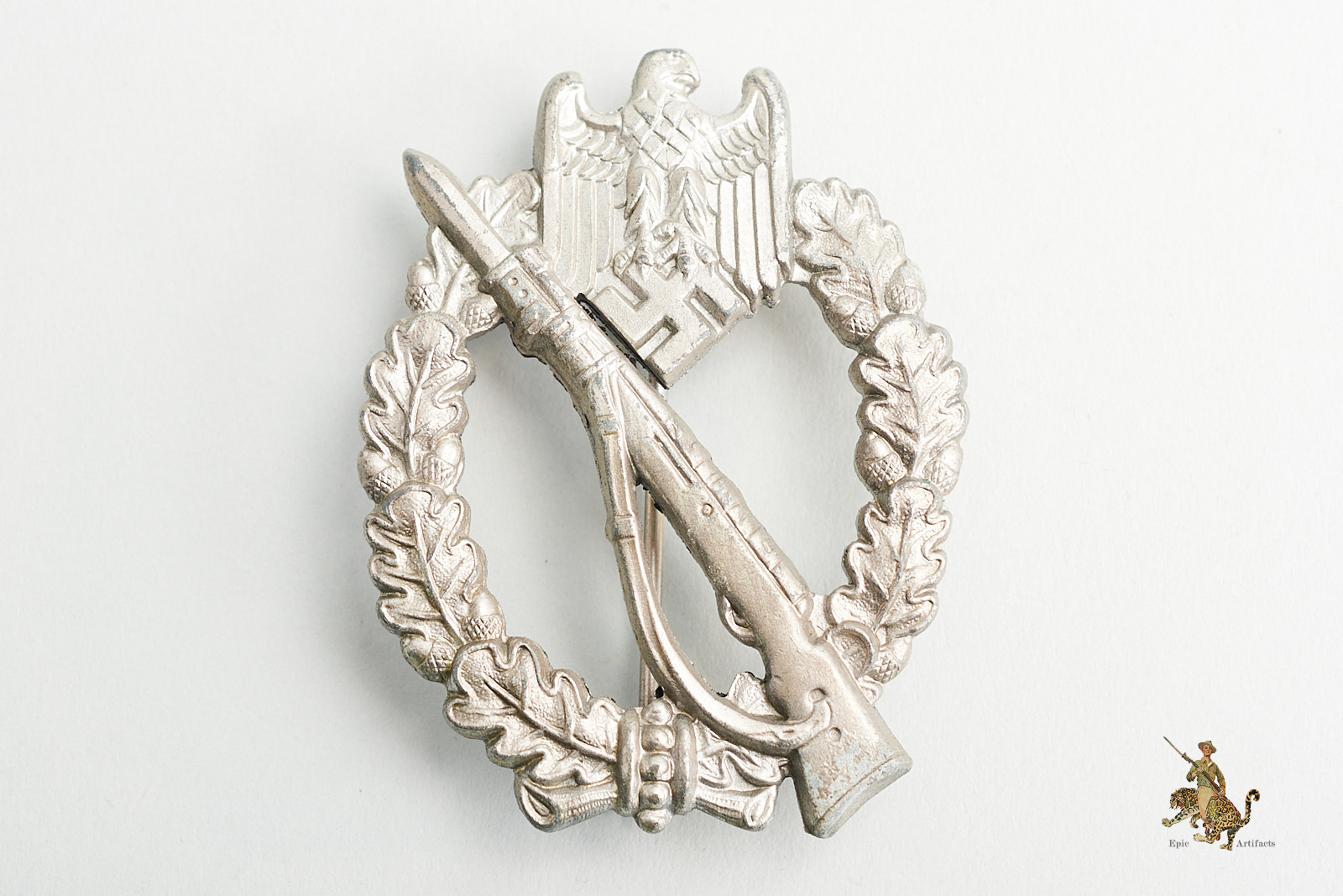 Near Mint Infantry Assault Badge in Silver - W.H. - Epic Artifacts
