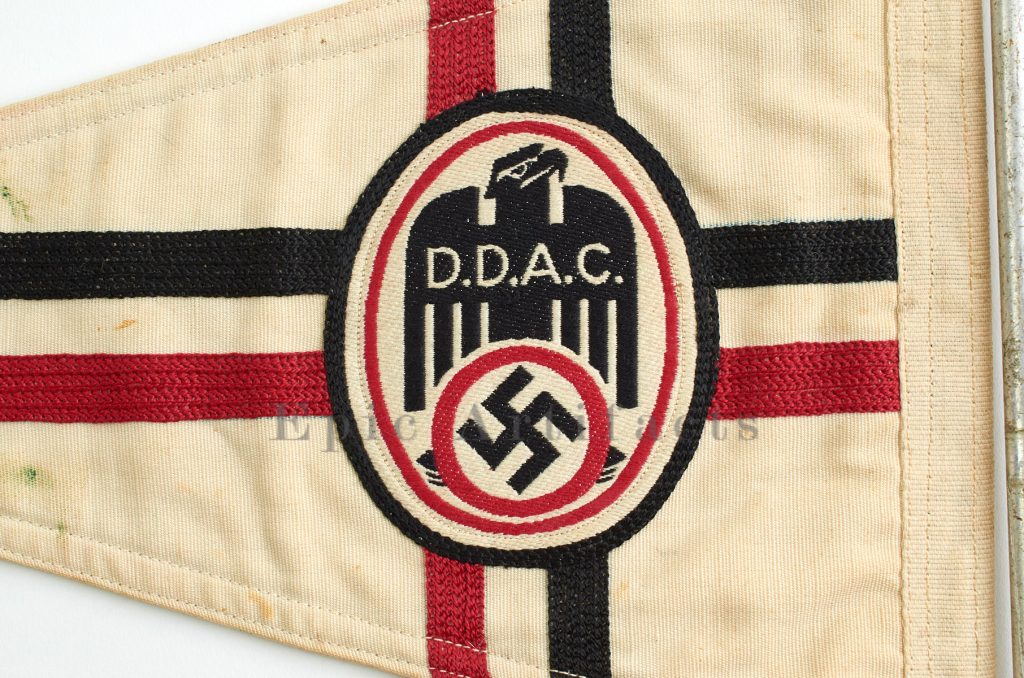 Original WWII German DDAC Car Pennant with Pole - Epic Artifacts