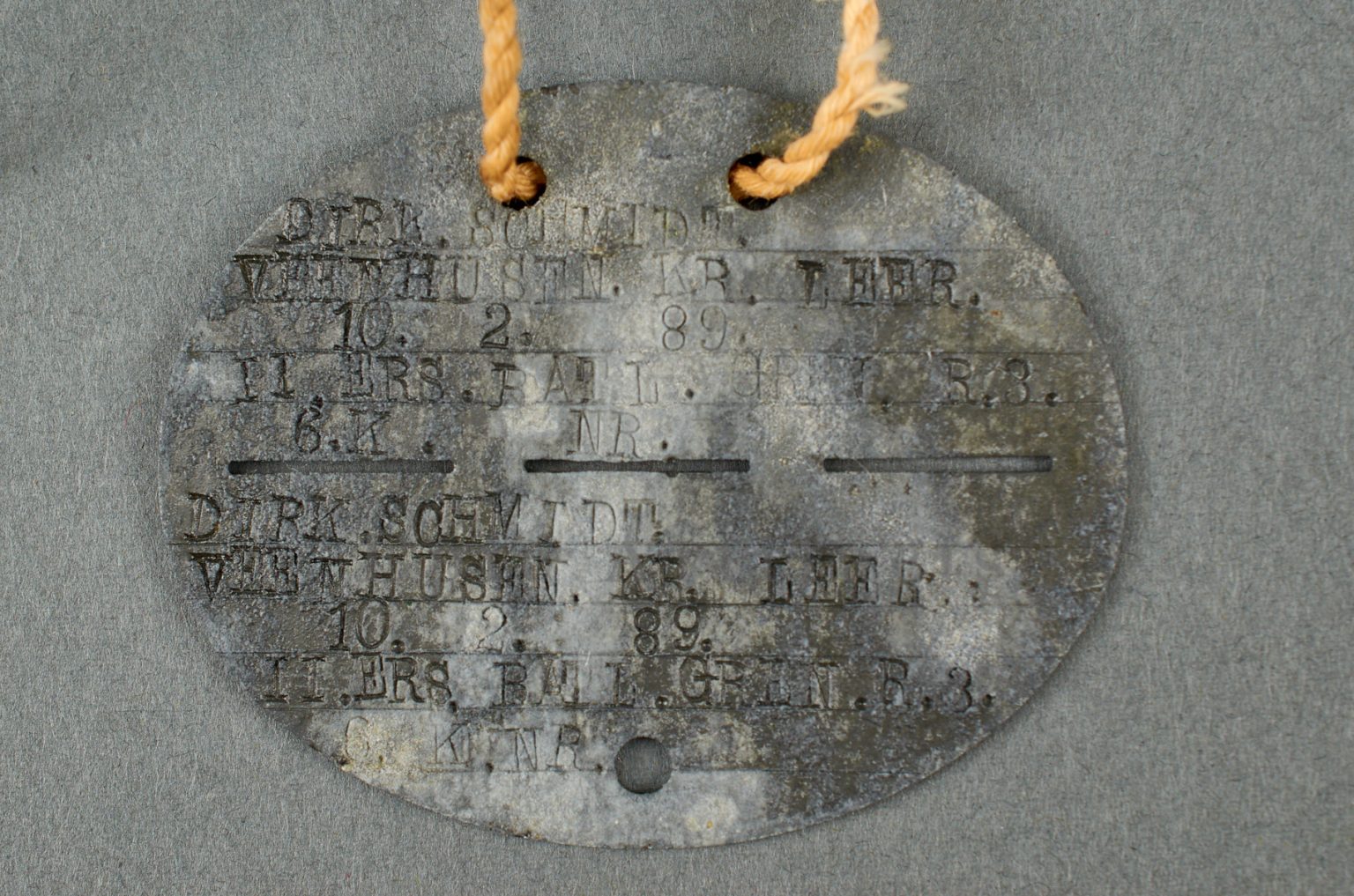 WWI German Identity Disk for a Grenadier - Epic Artifacts