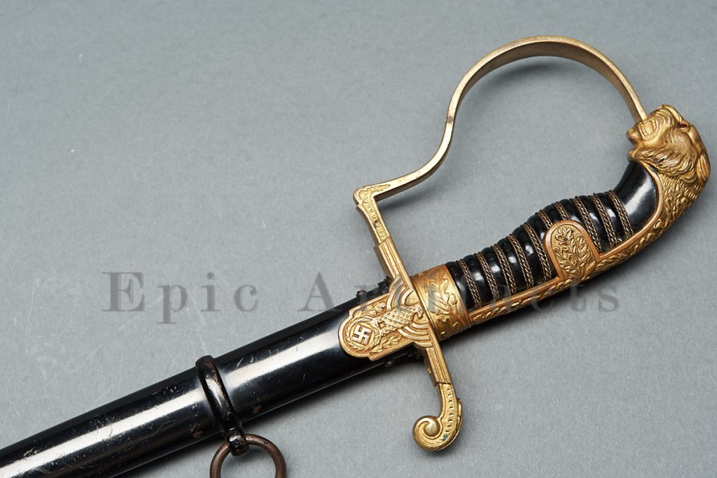 Army Officers Leopard Head Triple Etched Sword - Epic Artifacts