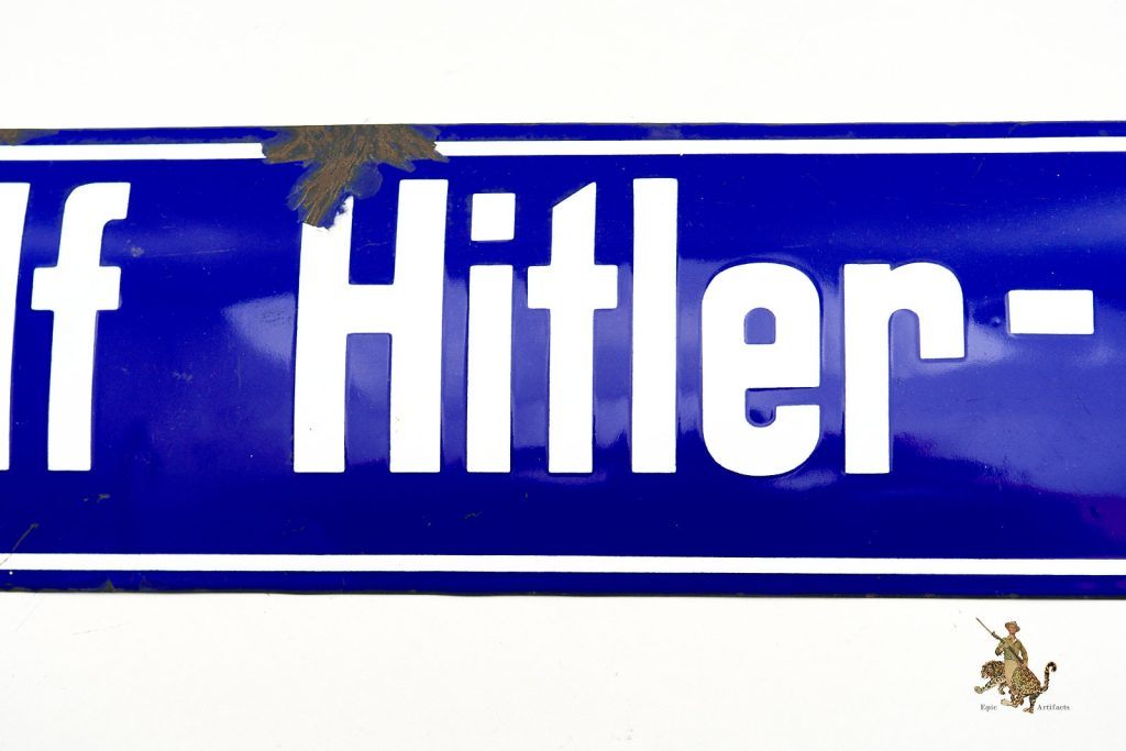 Adolf Hitler Street Sign - Epic Artifacts - Original WWII