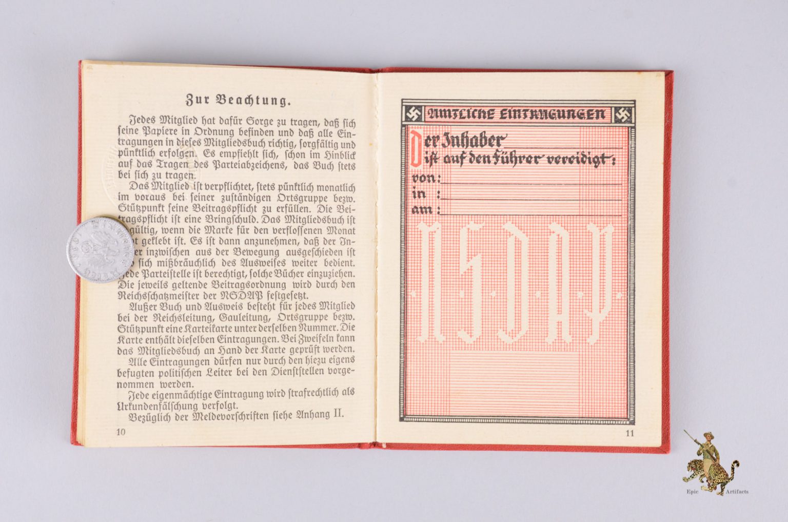 NSDAP Mitglieder Book - Epic Artifacts 100% Original German WWII