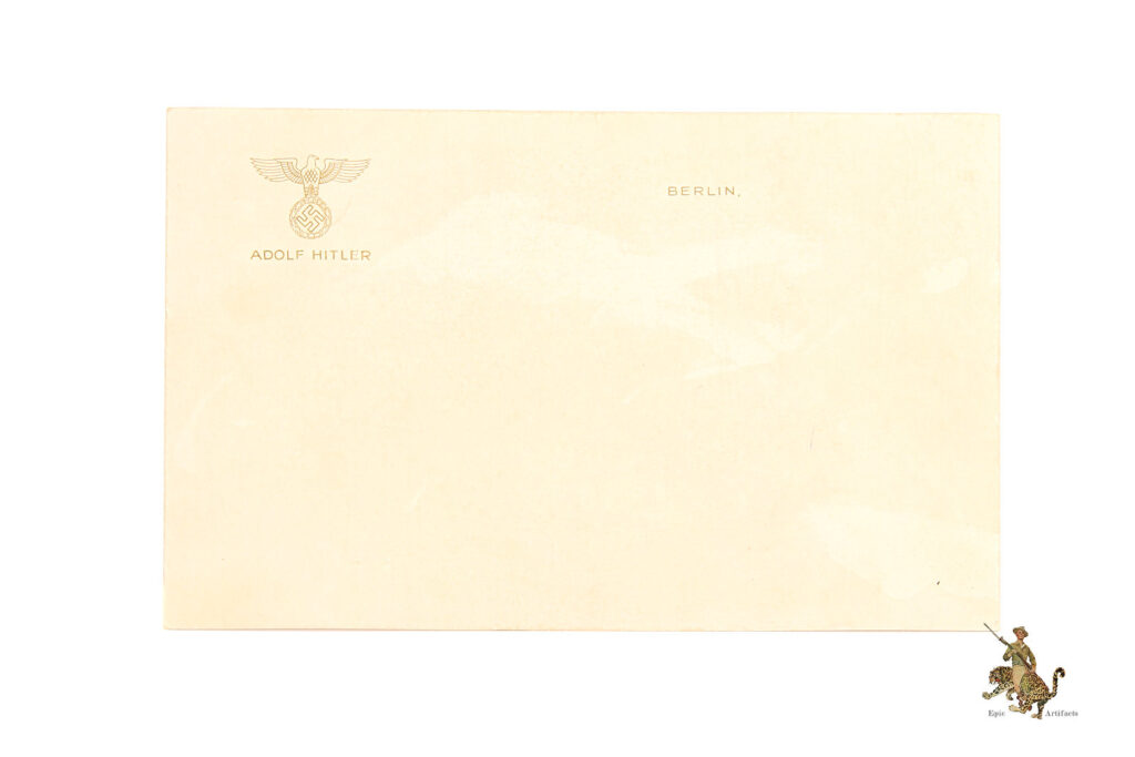 Adolf Hitler Correspondence Stationery Card - Epic Artifacts